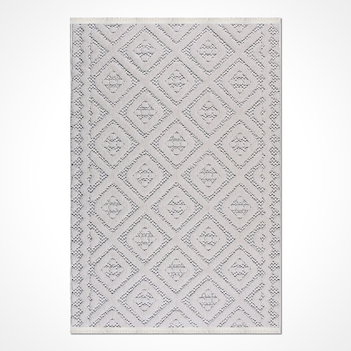 Cream Modern Polyester Area Rugs for Living Room Jacquard Textured ...