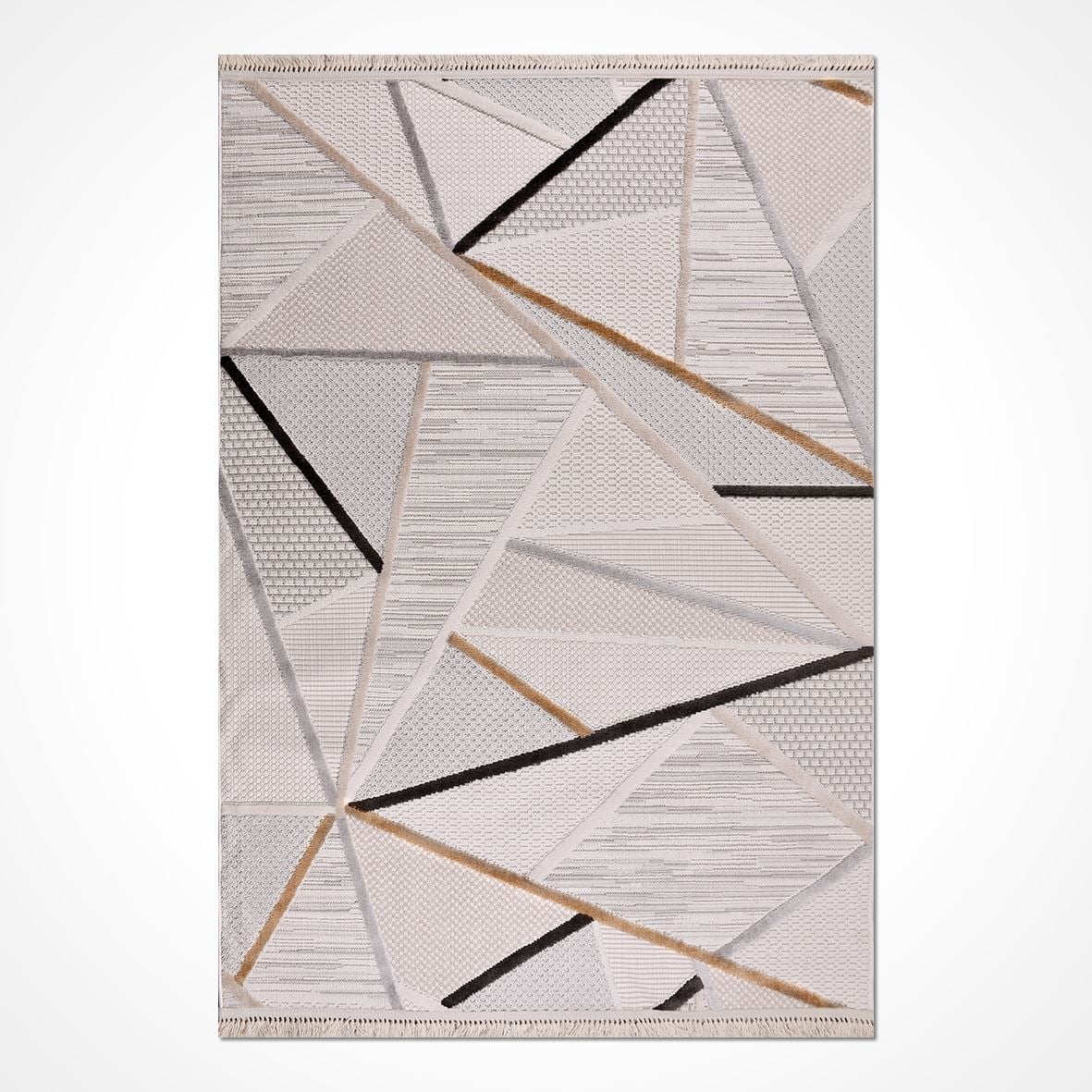 Cream Modern Polyester Area Rugs for Living Room Jacquard Textured ...