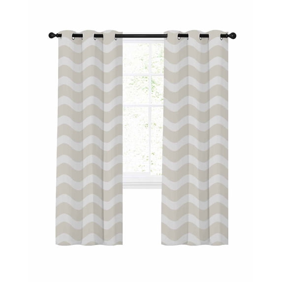 Cream Moire Blackout Curtains, Light Blocking Print Window Curtains ...