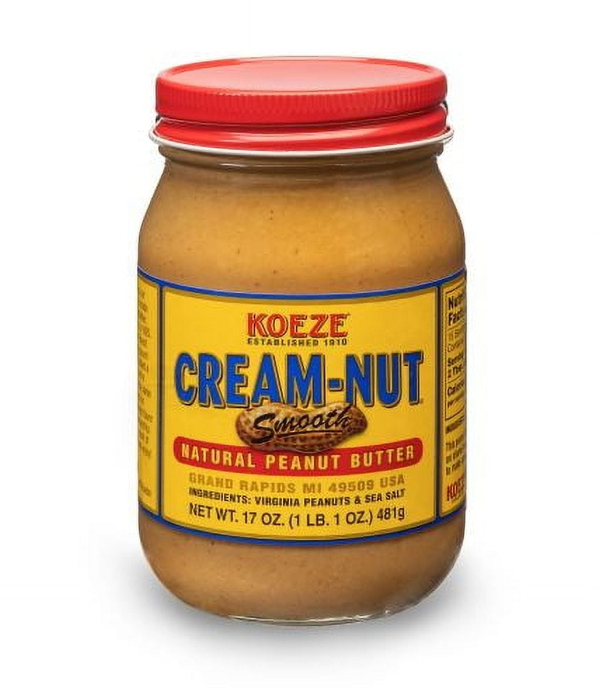Cream-Nut Peanut Butter Natural Smooth -- 17 oz - Walmart.com