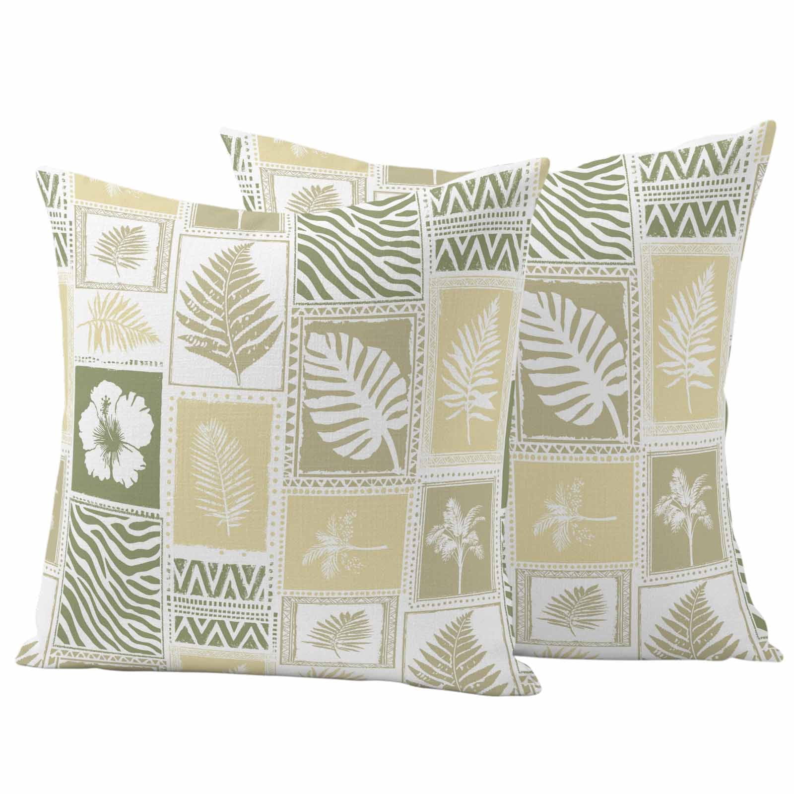 Cream Palm Leaves Outdoor Waterproof Pillow Covers, Summer Tropical ...