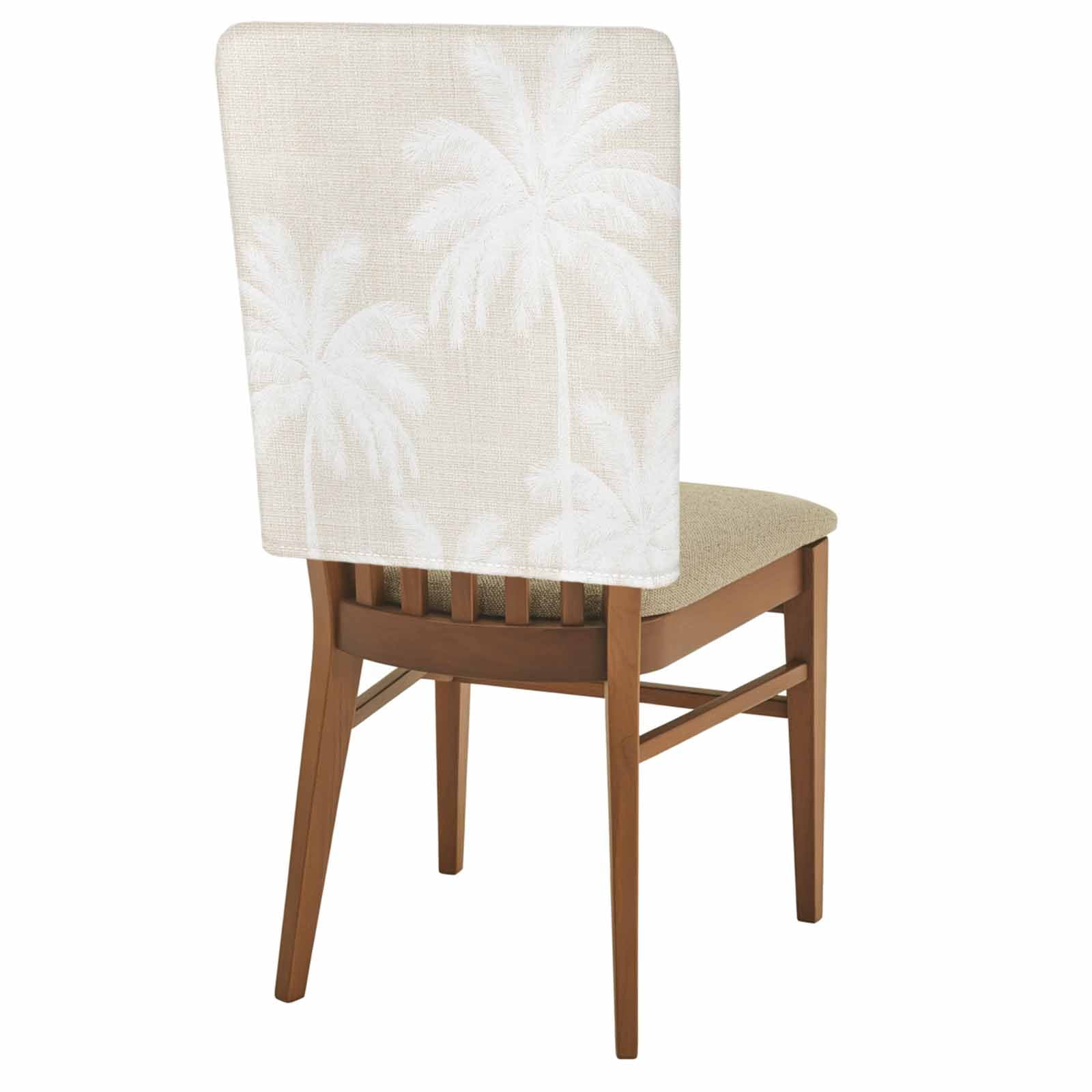 Cream Palm Trees Chair Back Covers Set of 8, Summer Beach Tropical ...