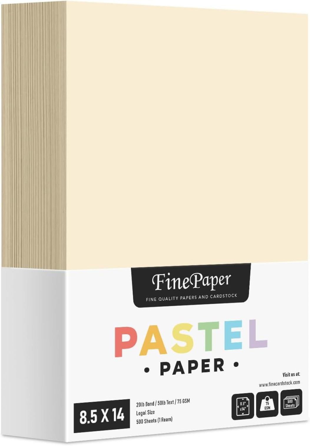 Cream - Pastel Color Paper 20lb. Size 8.5 X 14 Legal/Menu Size - 500 ...