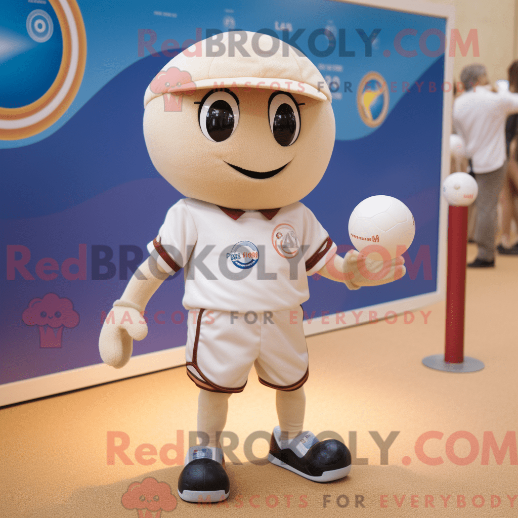 Cream Petanque Ball REDBROKOLY mascot costume character dressed with a ...