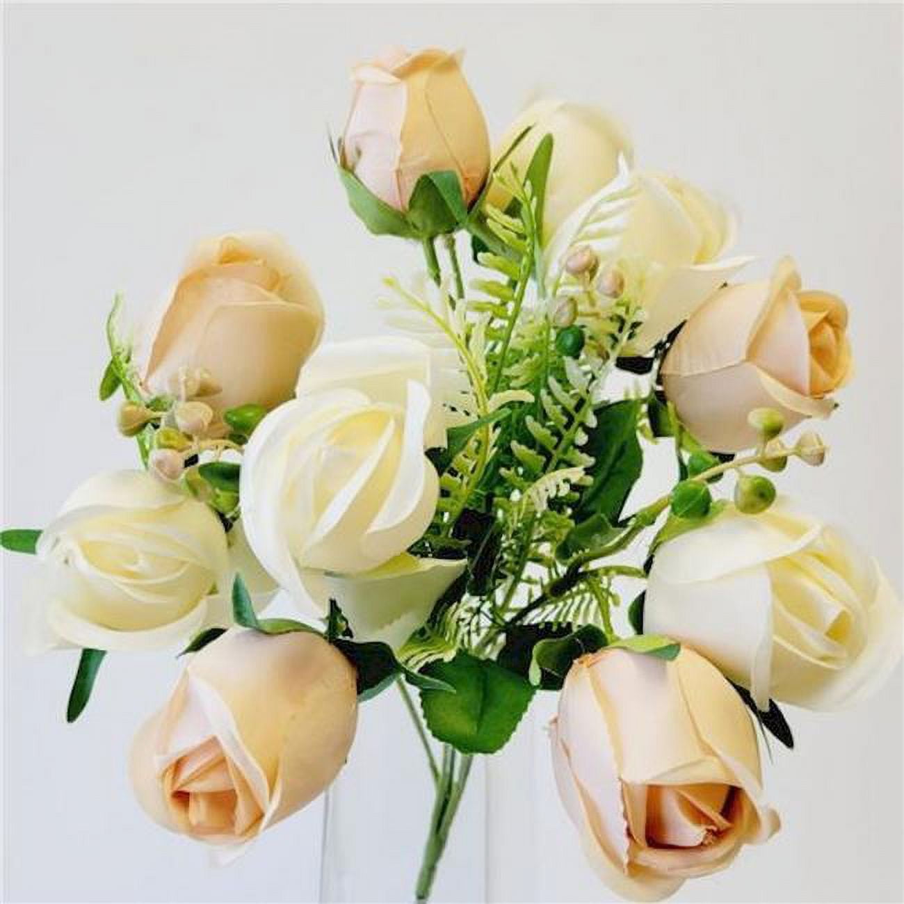 Cream & Pink Rose Bouquet with Greenery Artificial Flowers - Walmart.com