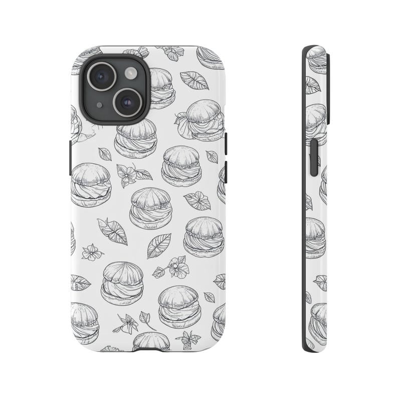 Cream Puff Pattern Phone Case – Minimal Dessert Art Pastry Lover Cover ...