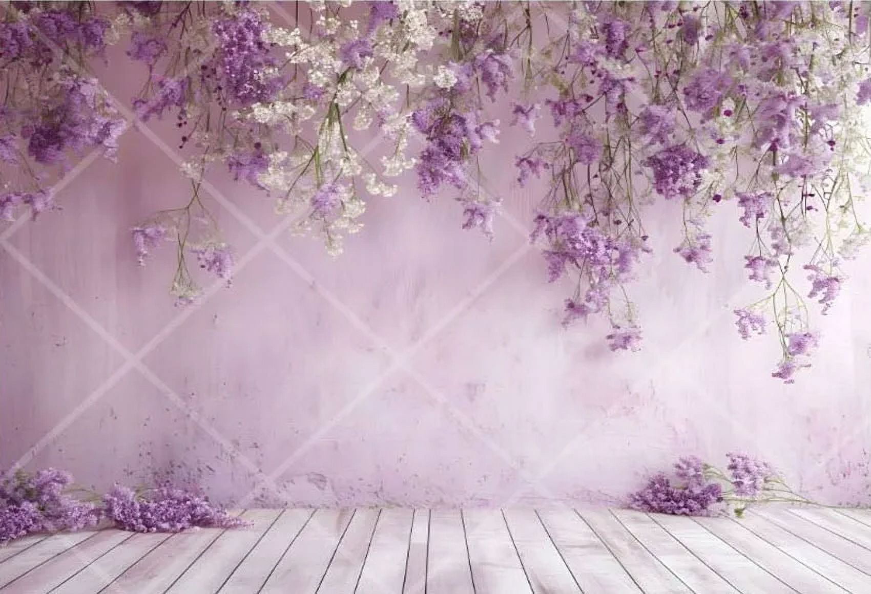 Cream Purple Flowers Wall Adult Birthday Wedding Maternity Portrait r ...