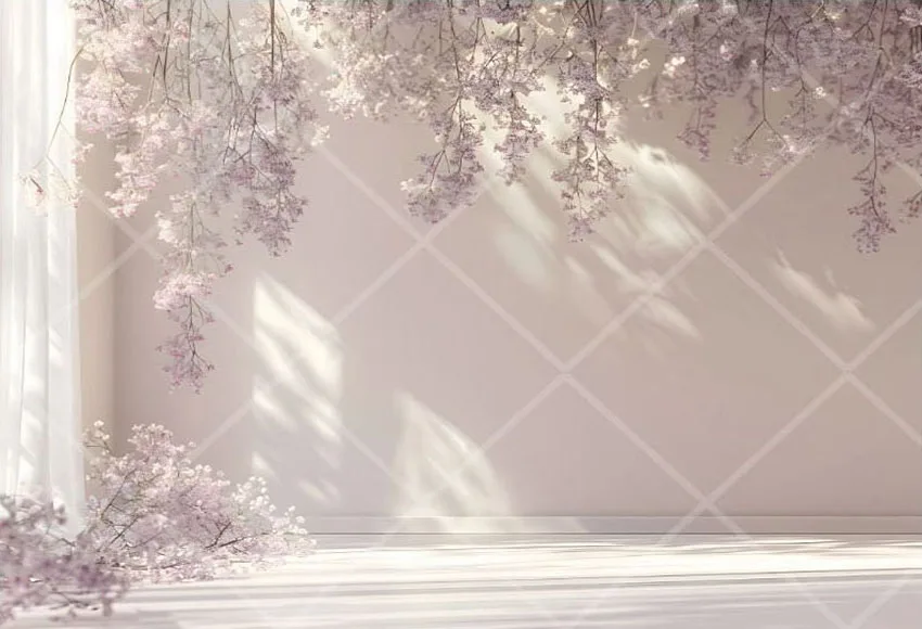 Cream Purple Flowers Wall Adult Birthday Wedding Maternity Portrait r ...