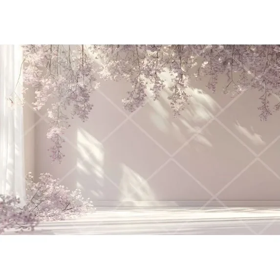 Cream Purple Flowers Wall Adult Birthday Wedding Maternity Portrait r ...