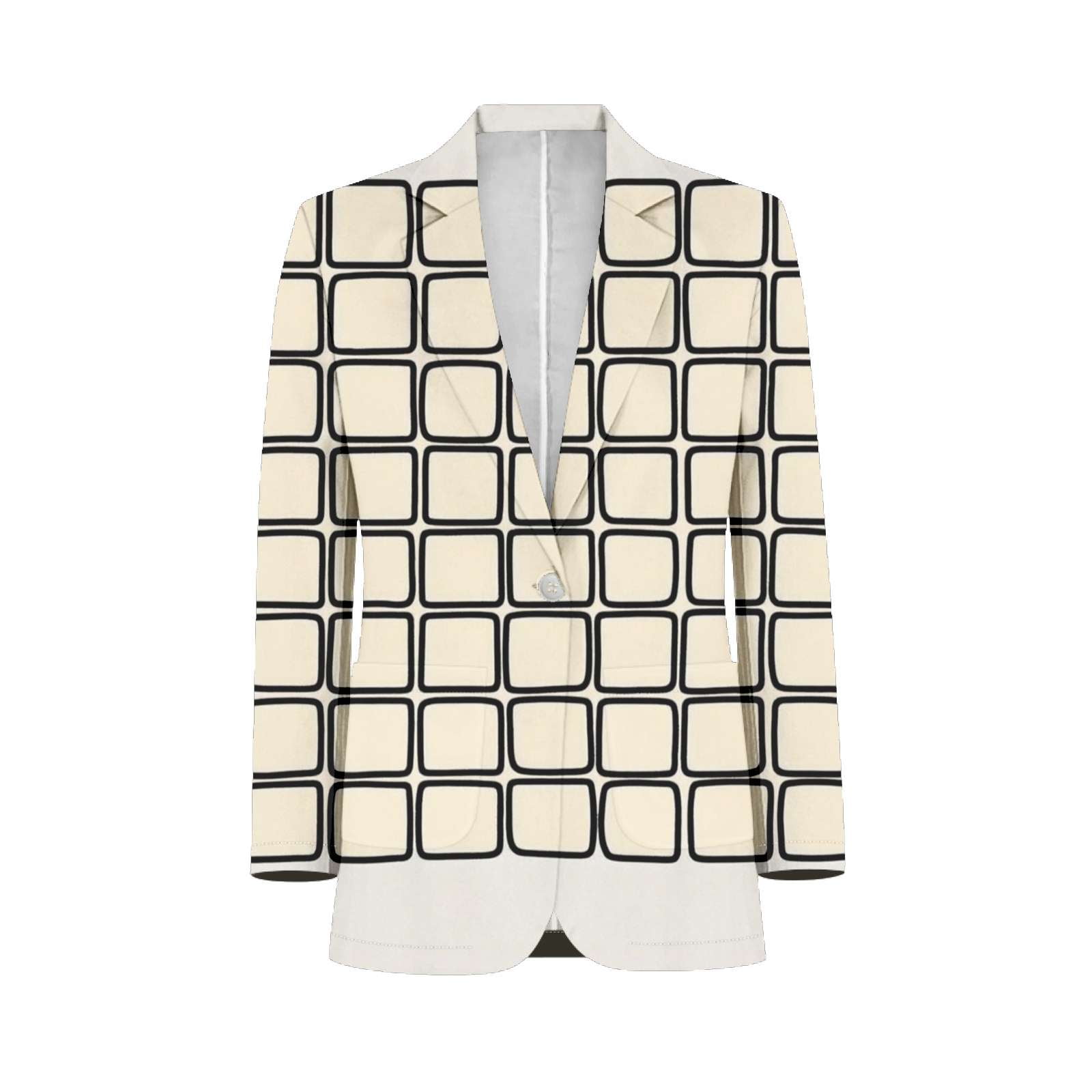 Cream Rectangles Black Outlines Grid Customized Men's Suits full man ...