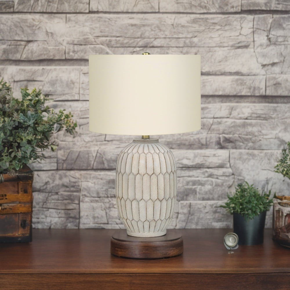 Cream Resin Ivory Table Lamp with Elegant Cream Shade Lighting Fixture ...