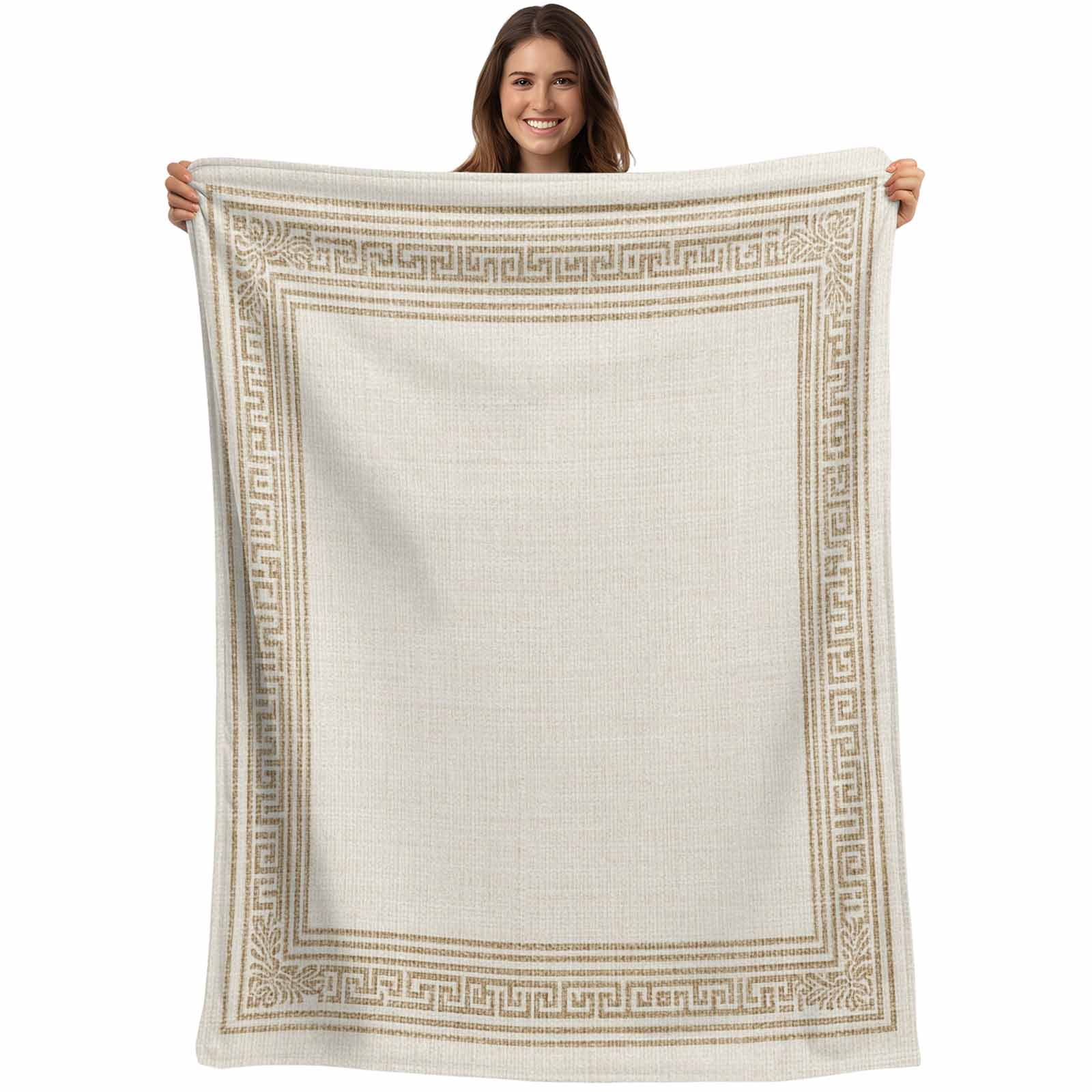 Cream Retro Greek Key Blanket Soft Cozy Warm Throw Blanket for Couch ...