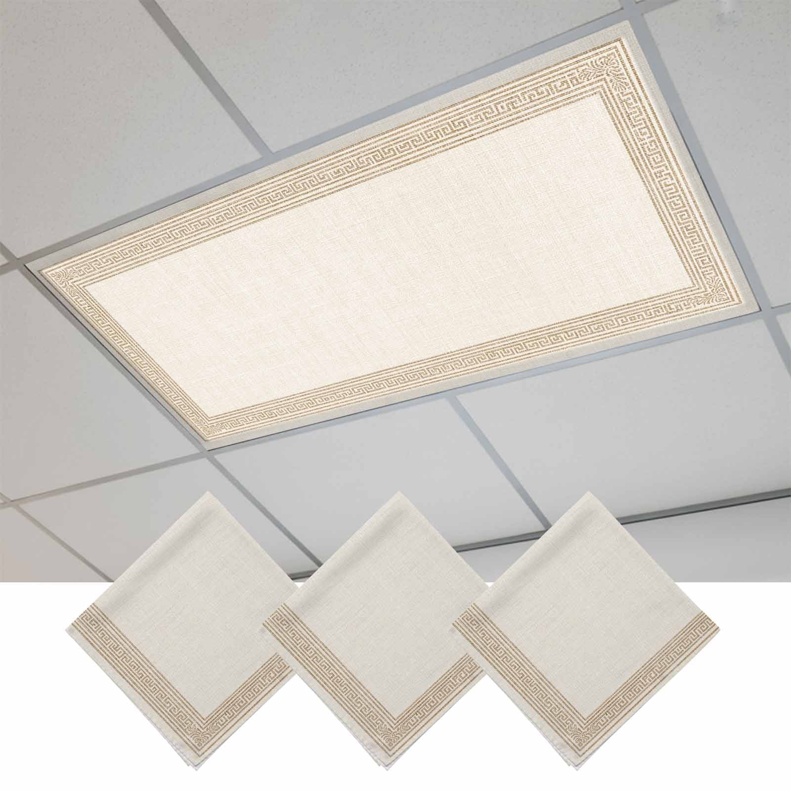 Cream Retro Greek Key Fluorescent Light Covers, Geometric Greece ...