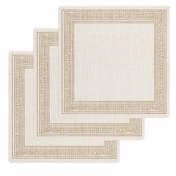 Cream Retro Greek Key Kitchen Dish Towels for Drying Dishes Set of 3 ...