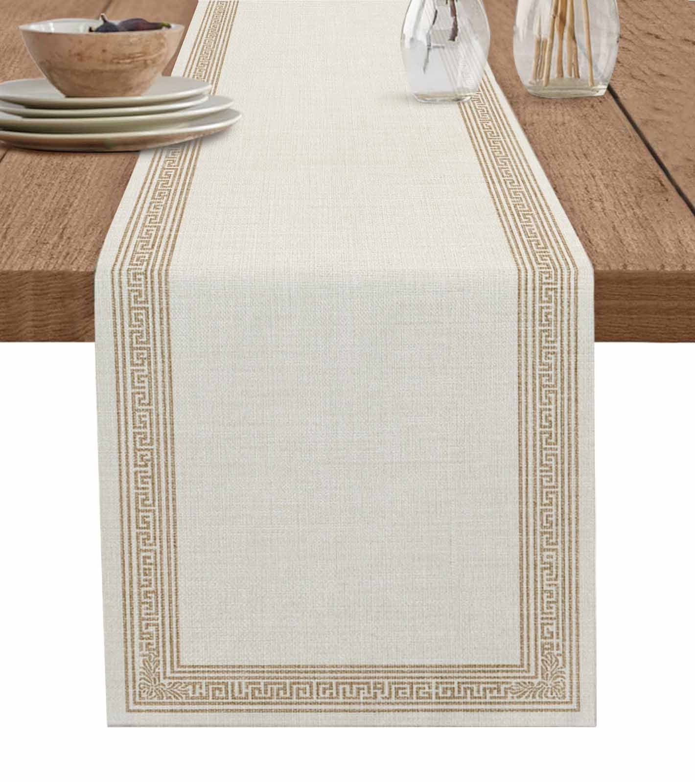 Cream Retro Greek Key Table Runner 70 Inches, Geometric Greece Ancient ...