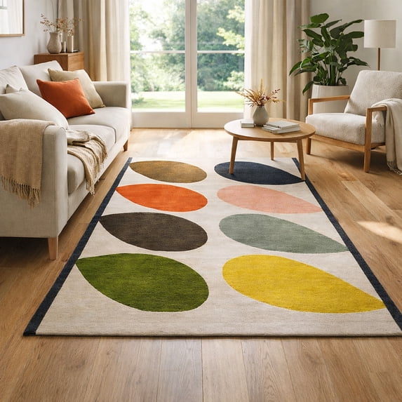 Handmade Cream Wool Tufted Area Rug 6x8 – Geometric Rectangular Carpet ...