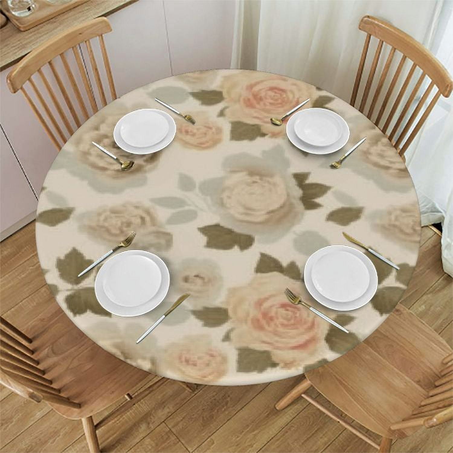 Cream Shabby Rose Flower Pattern Round decorative tablecloth can be ...