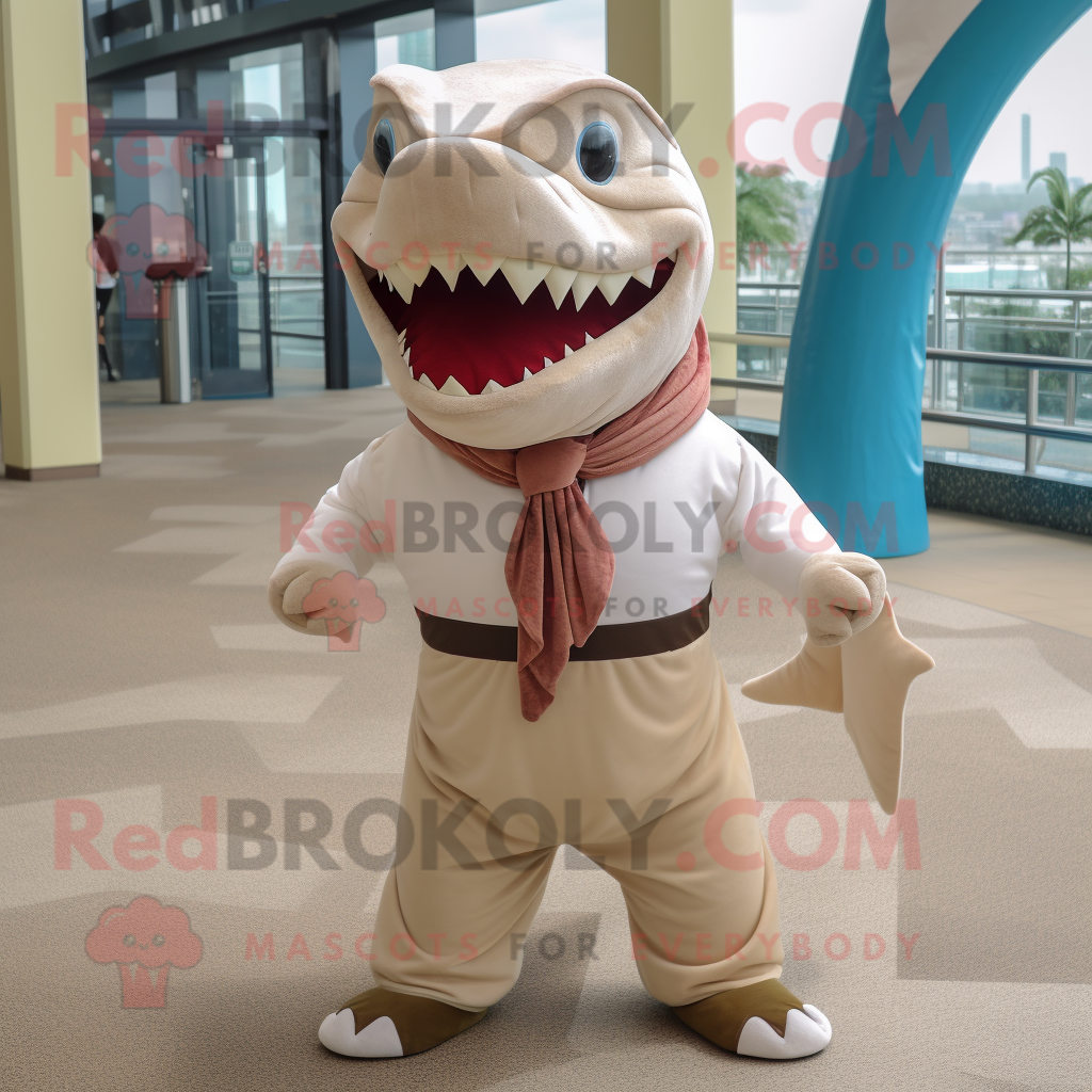 Cream Shark REDBROKOLY mascot costume character dressed with a Dress ...