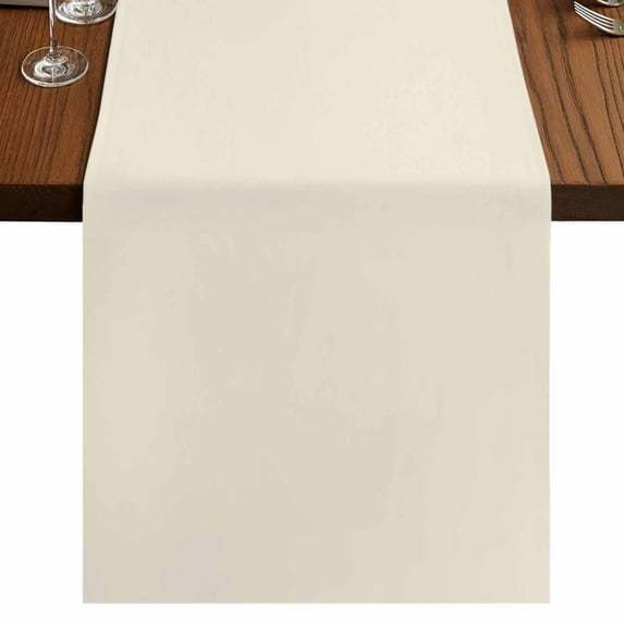 Cream Short Table Runner 48 Inches Long, Modern Pure Beige Cotton Linen ...
