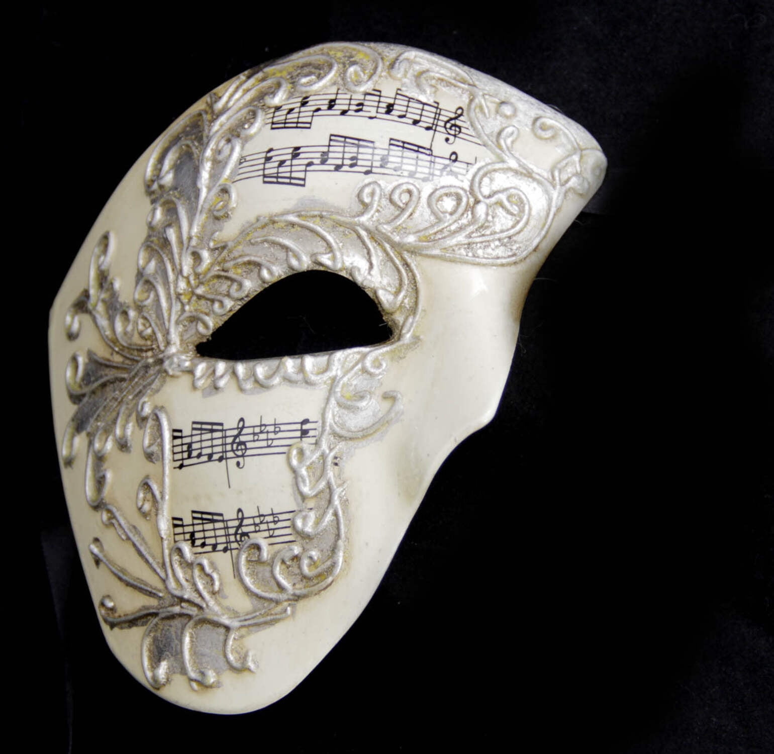 Cream Silver Music Phantom of the Opera Men's Venetian Half Mask ...