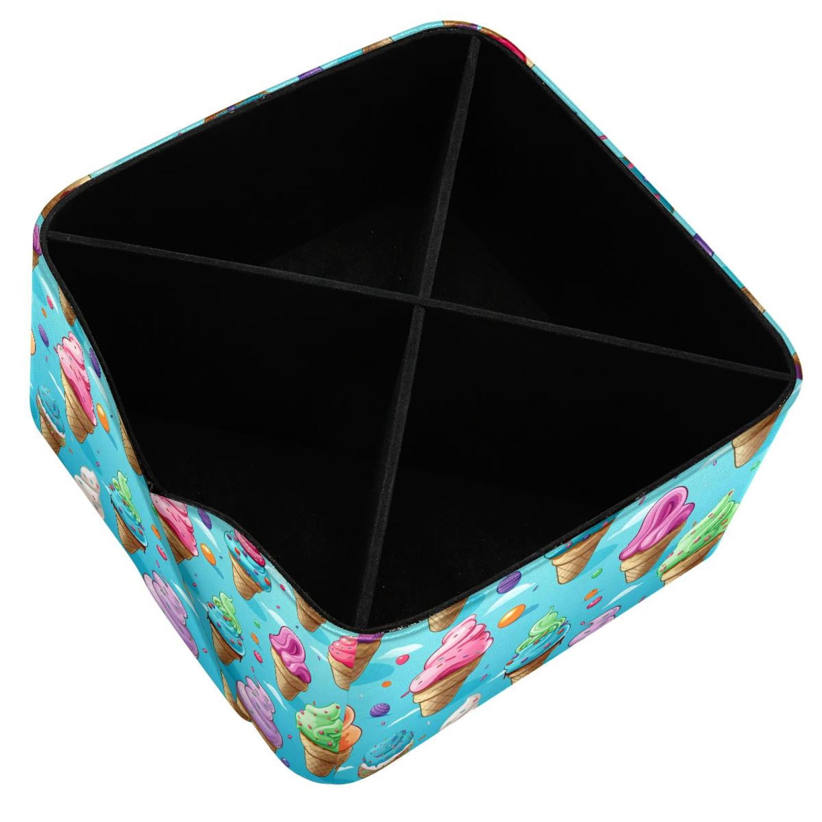 Cream Square Pencil Case with 4 Compartments, Removable Dividers, Brush ...