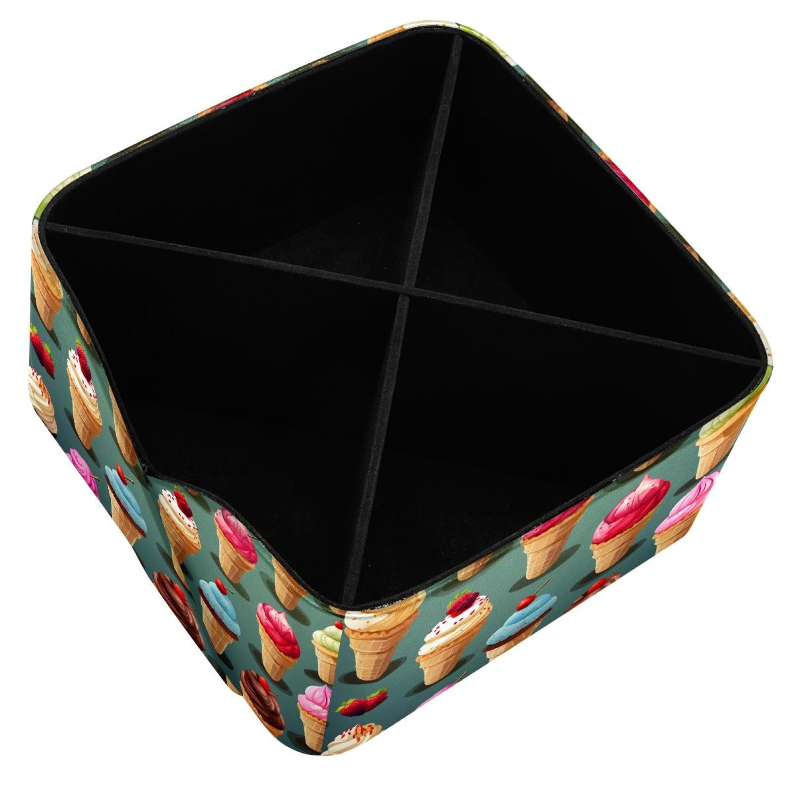 Cream Square Pencil Case with 4 Compartments and Removable Dividers ...