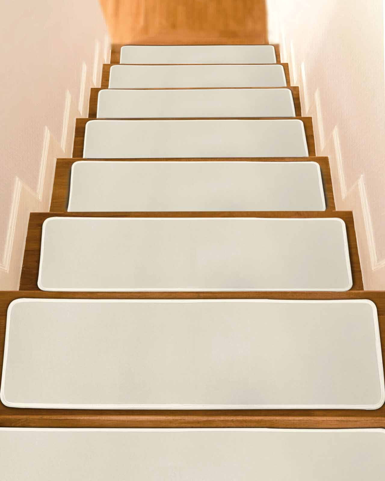 Cream Stair Treads for Wooden Steps Indoor Runner Rug Carpet, Modern ...