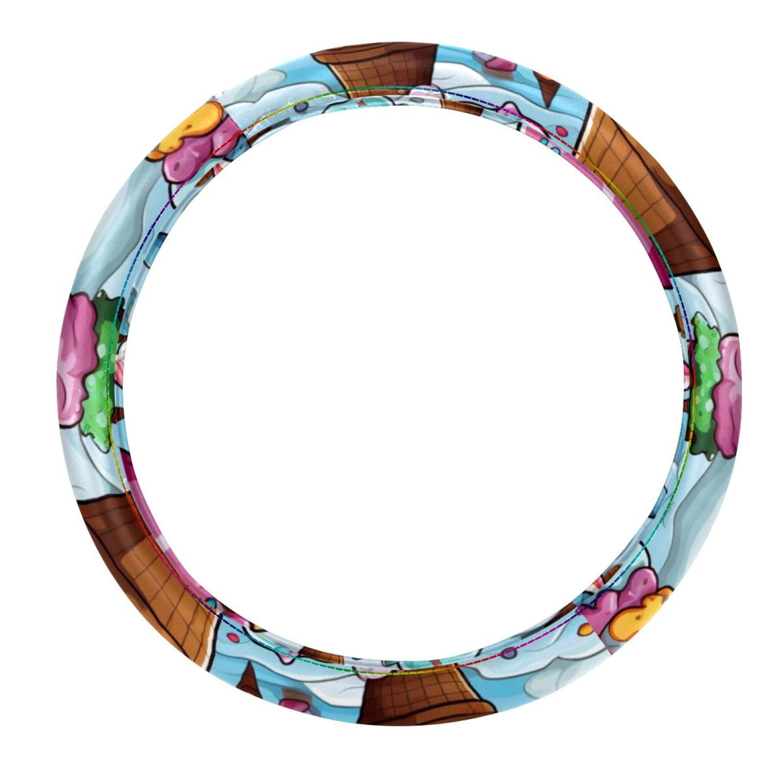 Cream Steering Wheel Cover, 14.5 Inch, Printing, PVC Leather, Auto ...