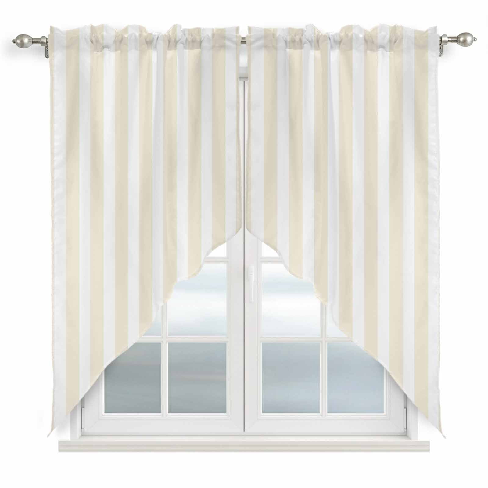 Cream Striped Swag Curtain Valances, Modern Farmhouse Cream White ...