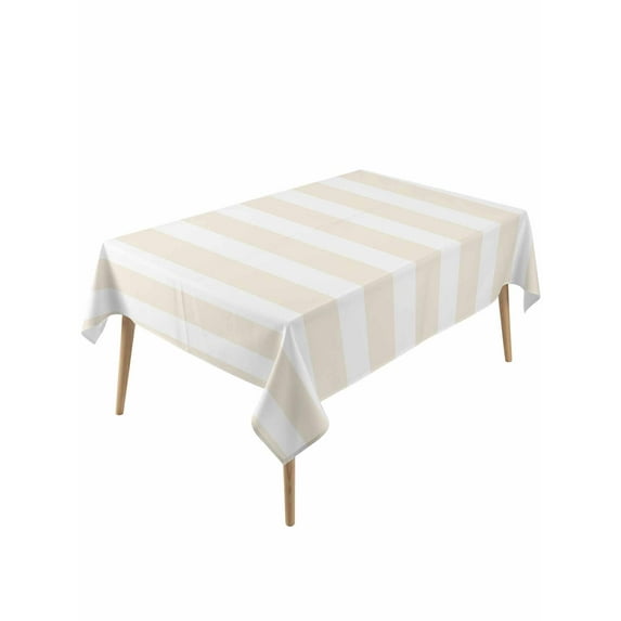 Cream Striped Table Cloth, Modern Farmhouse Cream White Stripes ...