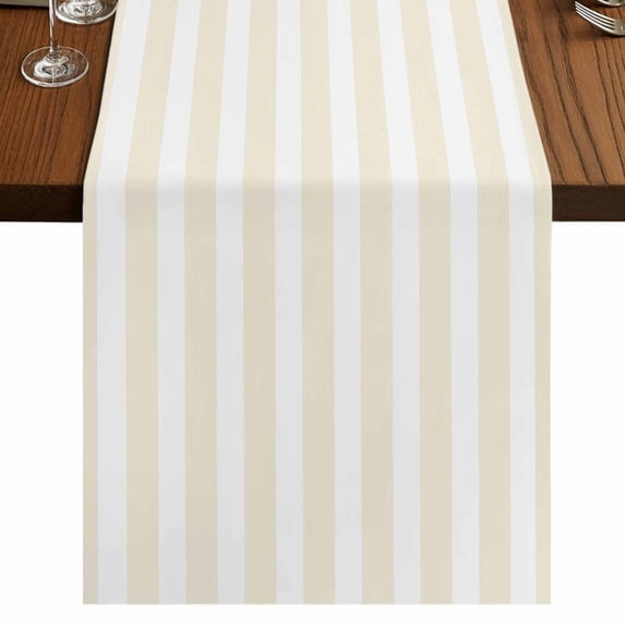 Cream Striped Table Runner 90 Inches Long,Modern Farmhouse Cream White ...