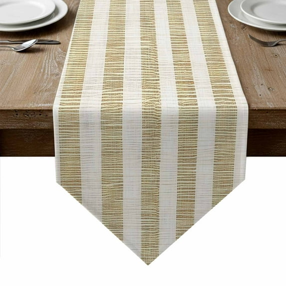 Cream Striped Table Runner Linen Burlap Table Runner 72 Inches Long ...