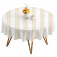 Cream Stripes Round Tablecloth 54 inches Modern Abstract Linens ...