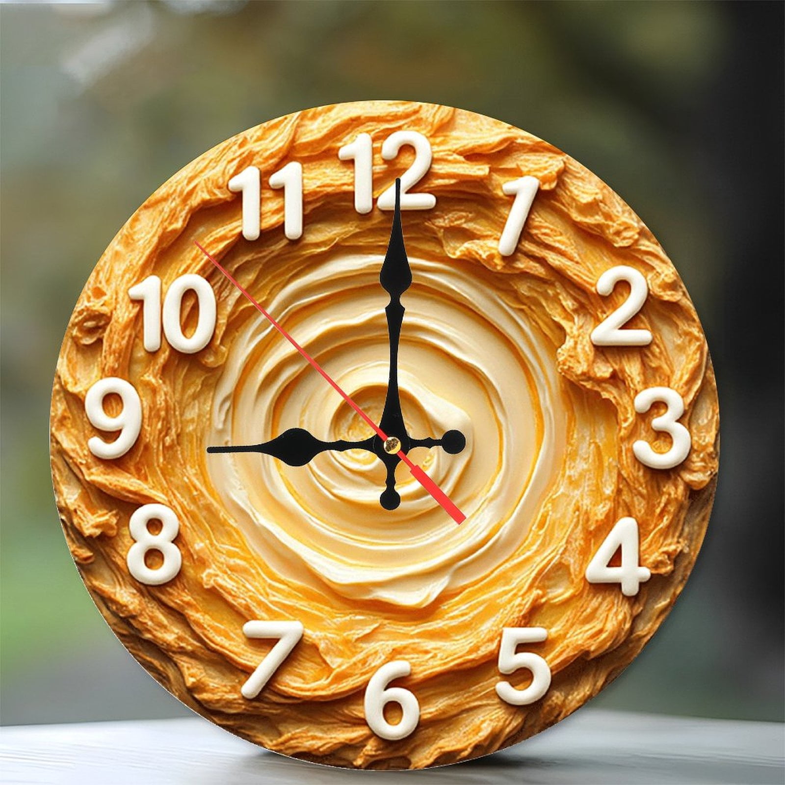 Cream Swirl Wall Clock Home Decor 10-Inch Silent Wooden Wall Clock ...