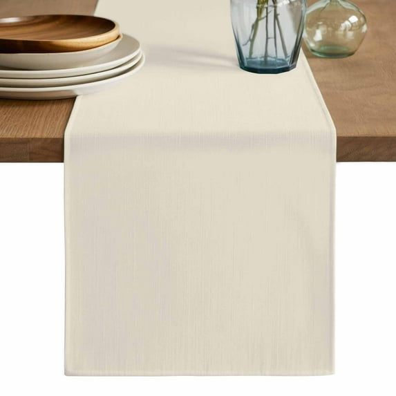 Cream Table Runner, Modern Pure Beige Washable Cotton Linen Table ...