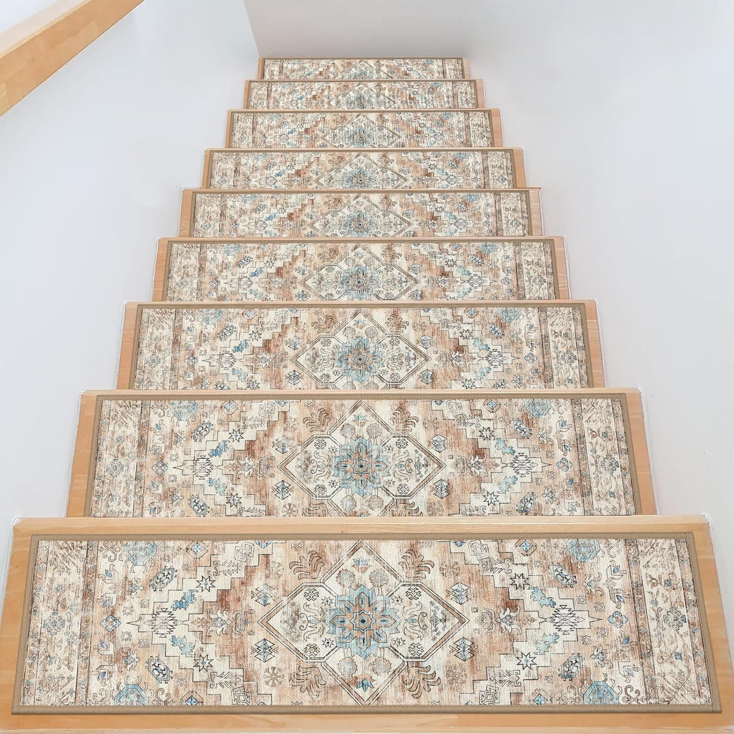 Cream Tan Carpet Stair Treads for Wooden Steps Indoor 15 Pack 8" X 30 ...