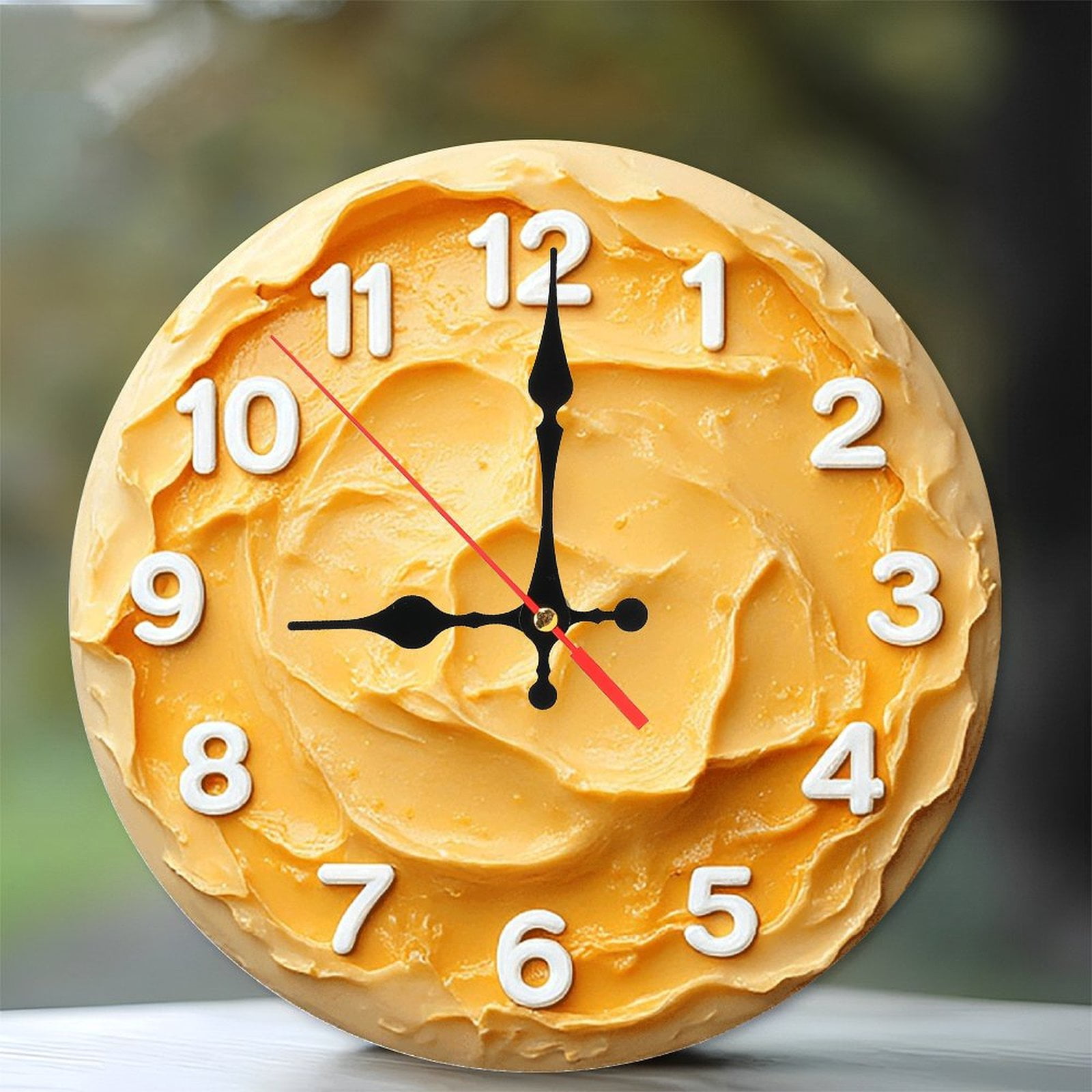 Cream Texture Wall Clock Unique Home Decor 10-Inch Silent Wooden Wall ...