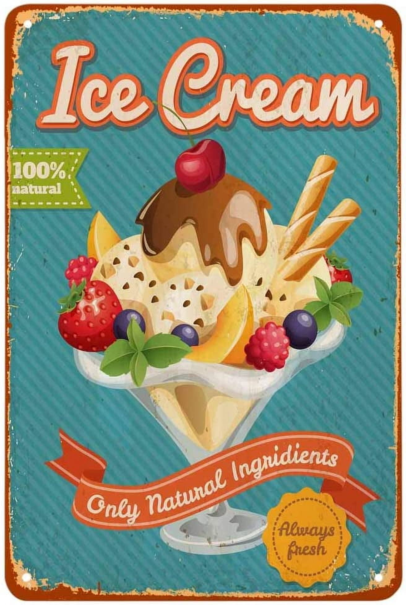 Cream Tin Sign,Poster Style with Letter Only Natural Ingredients ...