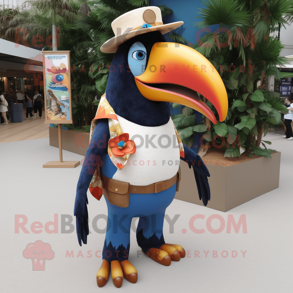 Cream Toucan REDBROKOLY mascot costume character dressed with a Bootcut ...