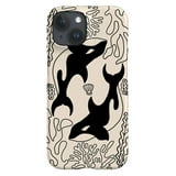 Cream Two Orca Ocean Line Art Phone Case for iPhone 11 to 17 A Killer ...