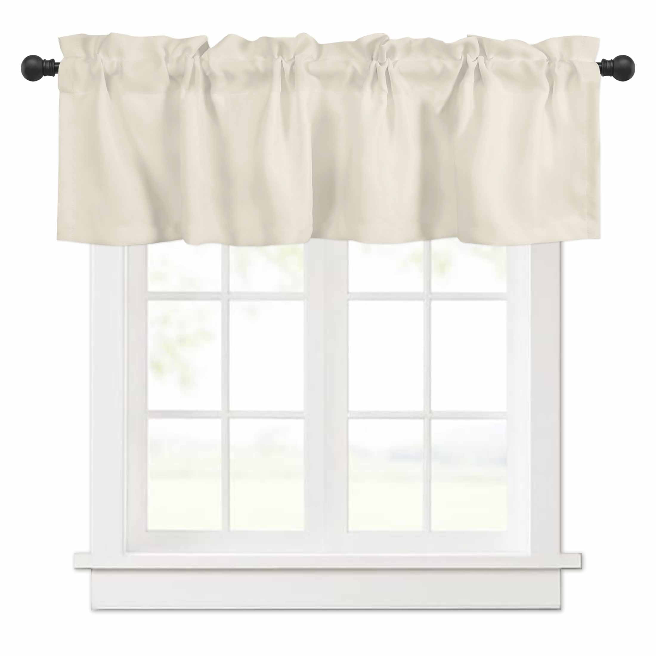 Cream Valances for Windows Solid Color Rod Pocket Curtain Valance ...