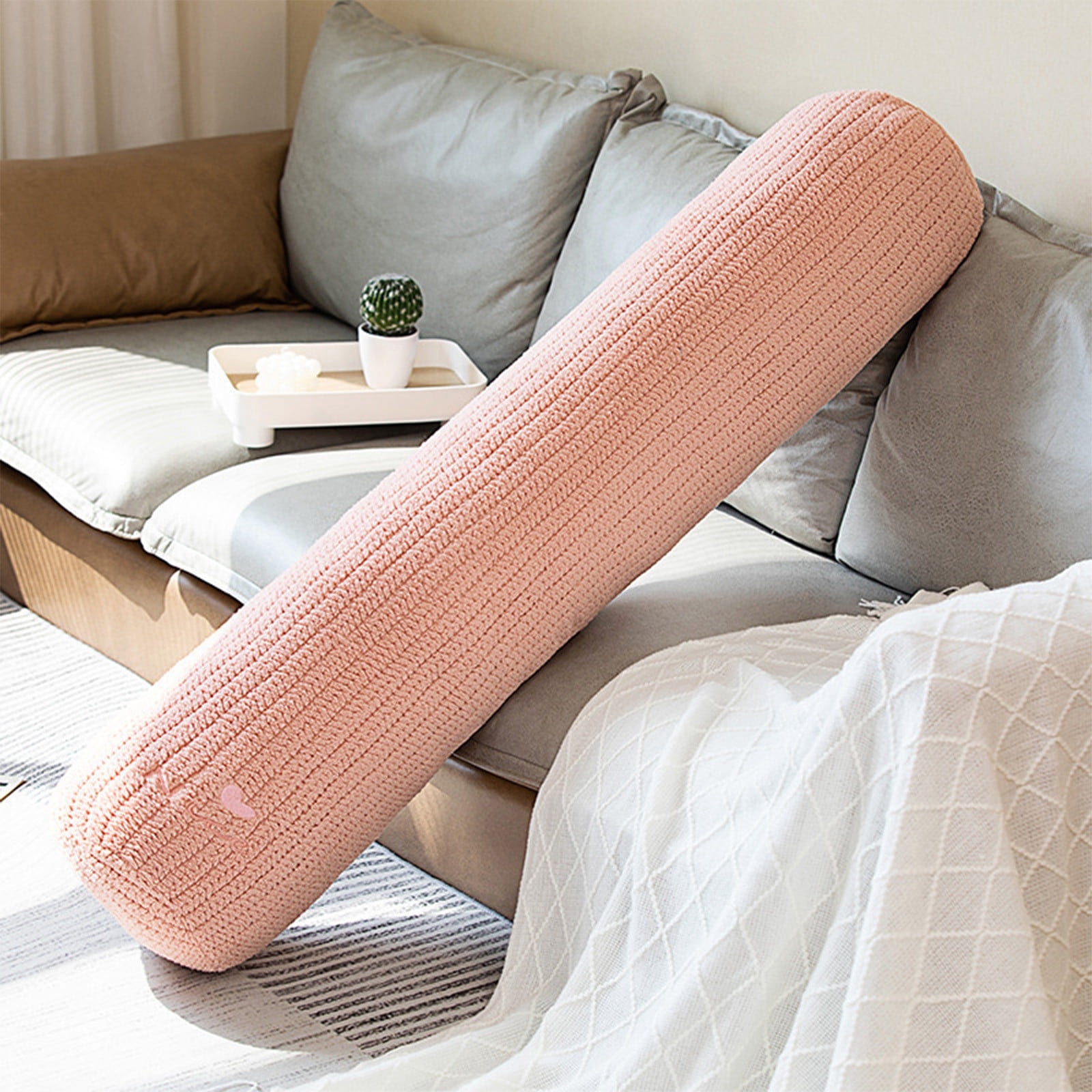 Cream Velvet Long Pillow Sleeping Clip Leg Cushion Cylindrical Cushion ...