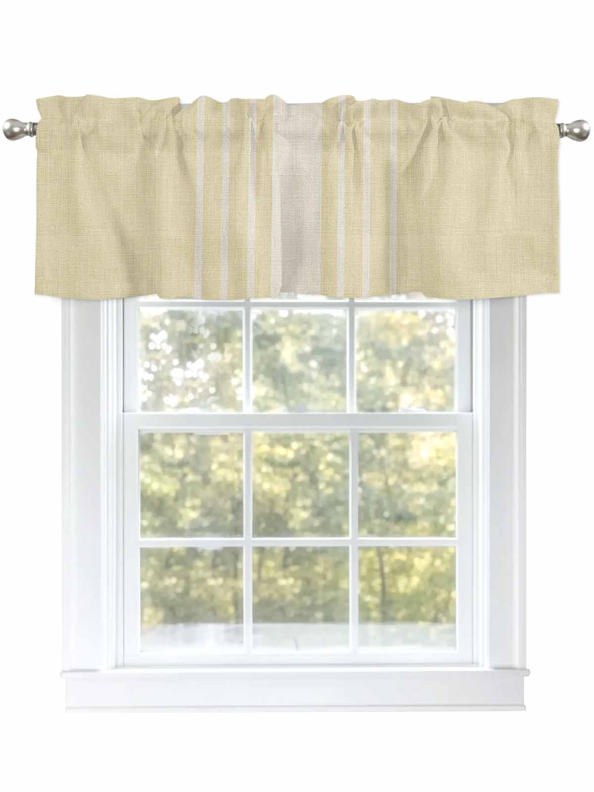 Cream Vertical Stripes Valances for Windows, Rod Pocket Kitchen Valance ...