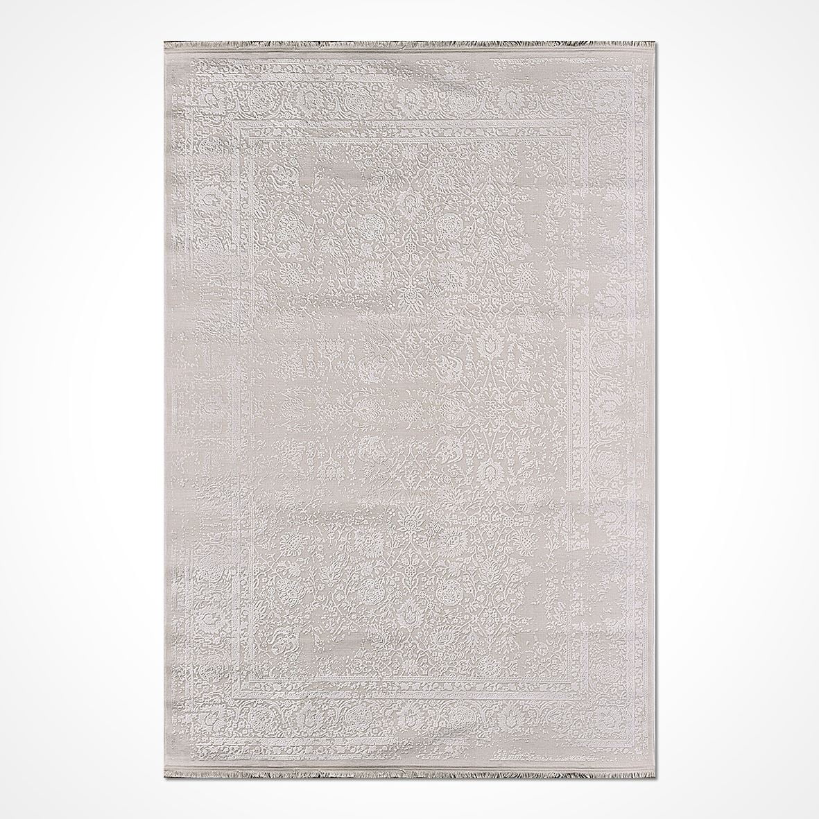 Cream Vintage Viscose Area Rugs for Living Room Jacquard Textured ...