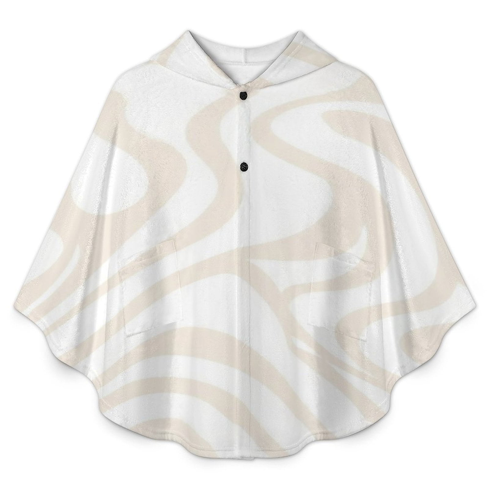 Cream Wavy Abstract Design Art Blanket Oversized Wearable Hooded ...