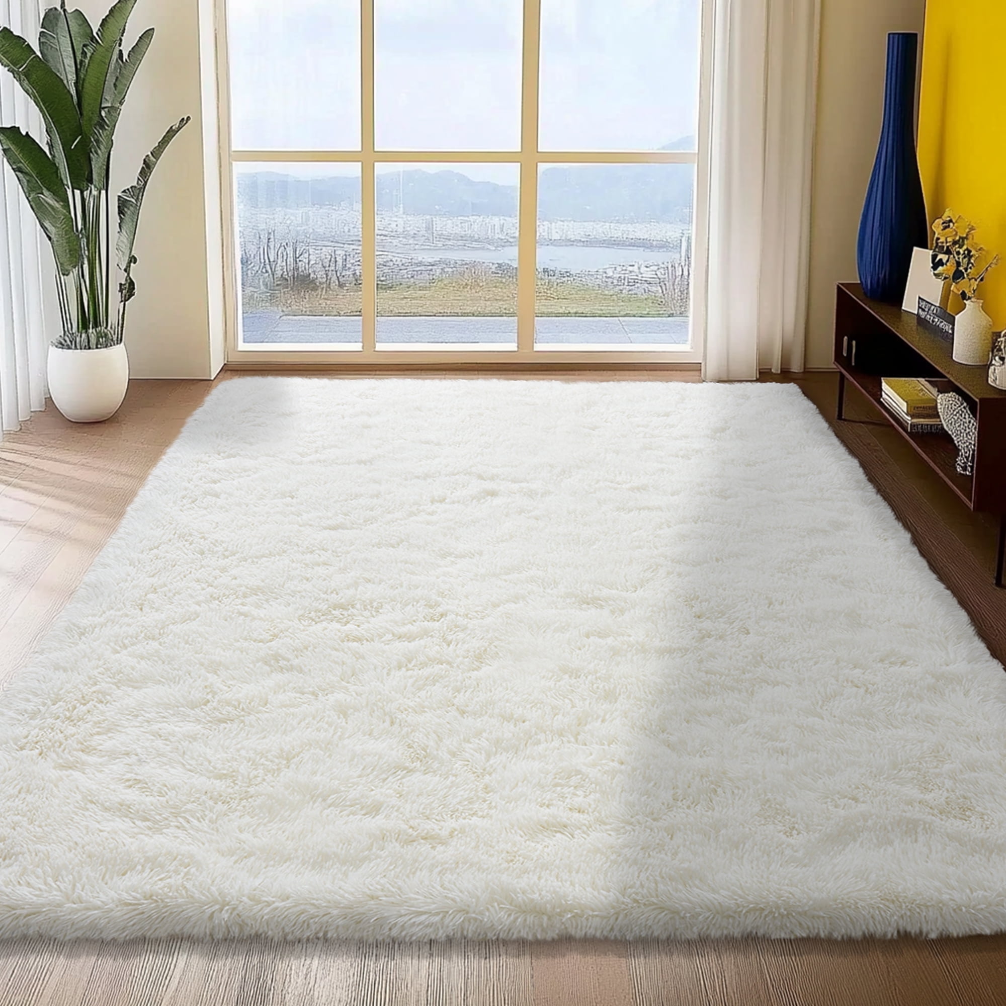 Customer reviews for SARAG Fluffy Area Rug, 5x7 Cream White Plush Soft ...