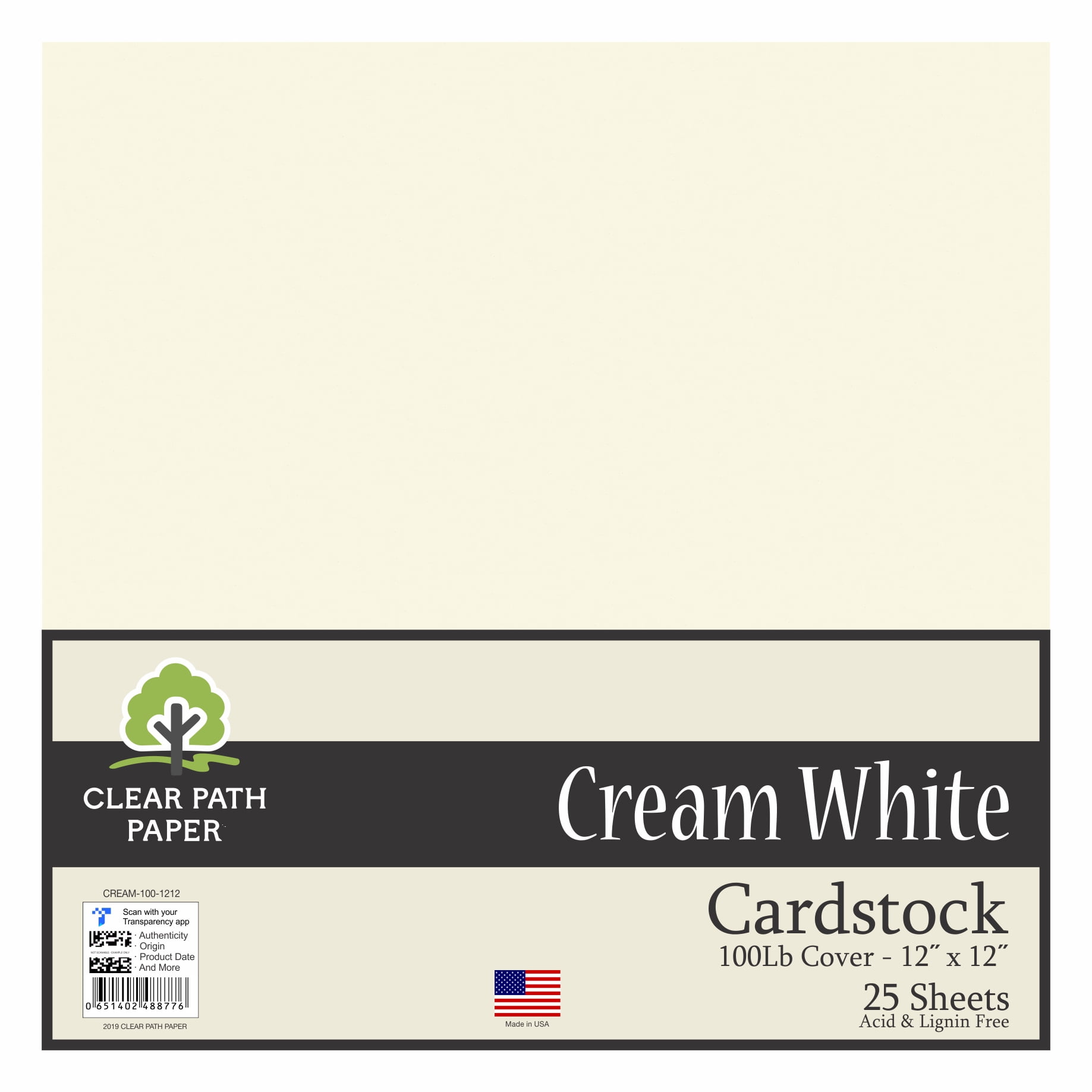 Cream White Cardstock - 12 x 12 inch - 100Lb Cover - 25 Sheets - Clear ...