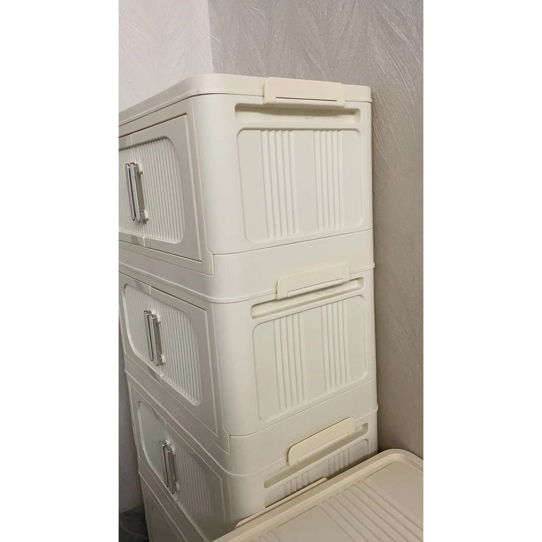 Cream White Collapsible Storage Bins With 4 And Magnetic Door - 20.19 ...