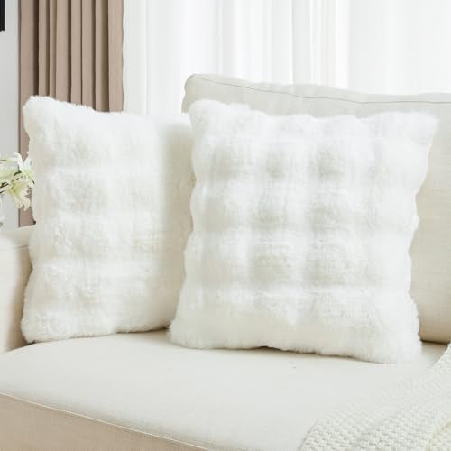 Cream White Decorative Throw Pillow Covers 16x16 Inch Set of 2,Soft ...