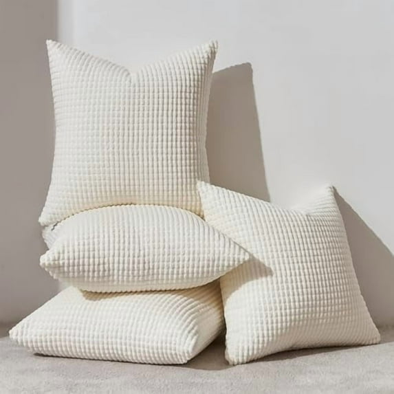 Cream White Decorative Throw Pillow Covers 18x18 Inch Set of 4 for ...